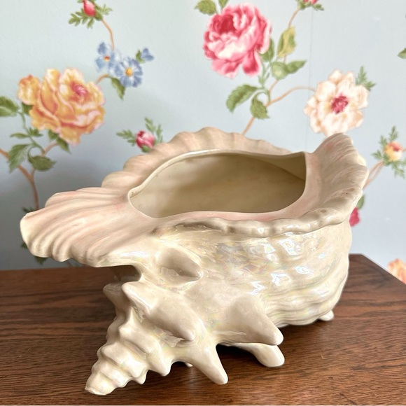 Vintage | Art | Vintage Ceramic Conch Shell Planter | Poshmark
